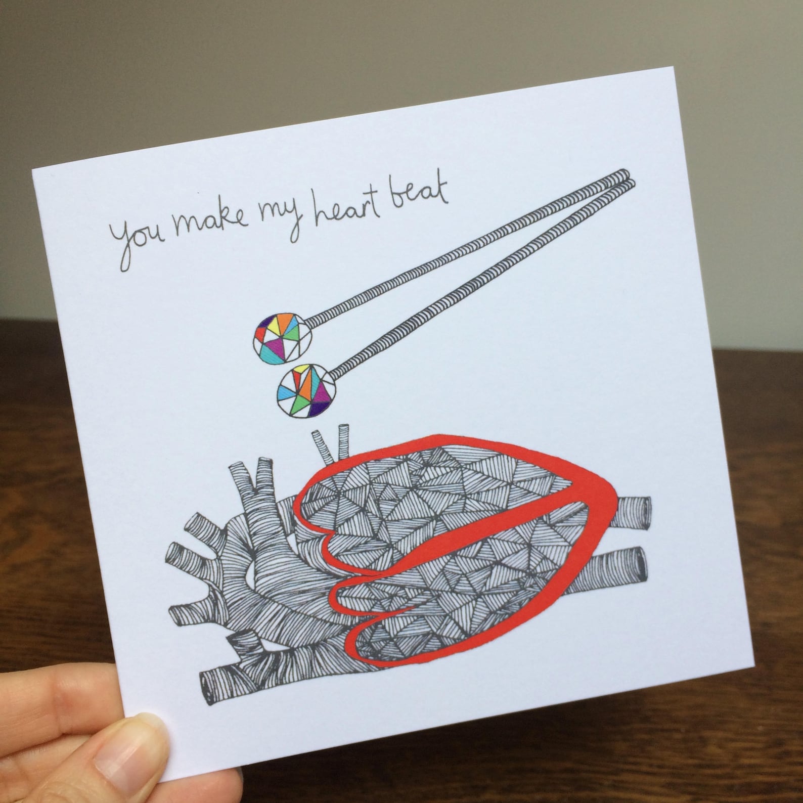 You Make My HEART BEAT. Illustrated Cards // Valentines Card | Etsy