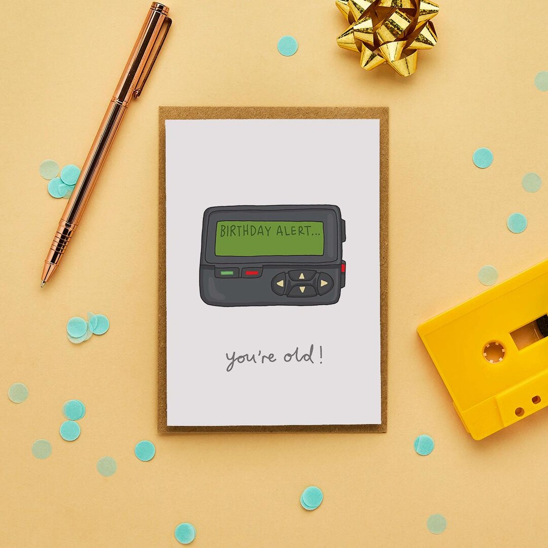 Pager Birthday Card | Funny Birthday Card | Male Birthday Card | Retro ...