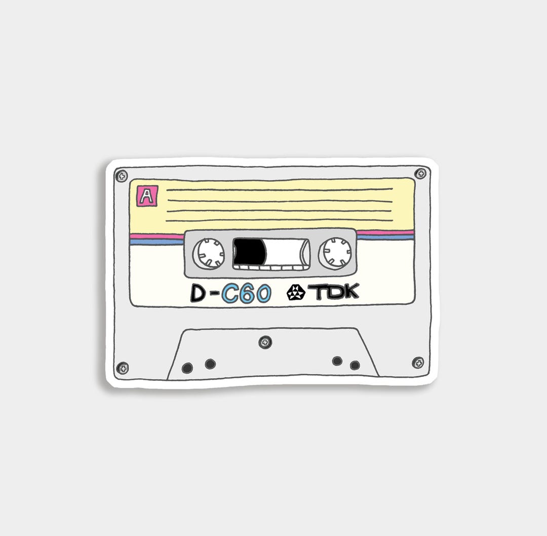 Retro Cassette Tape Sticker | 80s Music Vinyl Decal | Laptop & Water ...