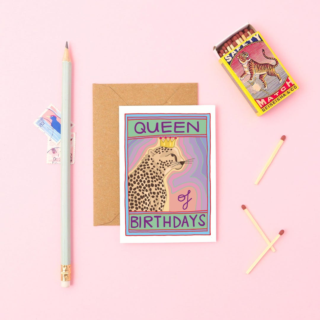 Queen of Birthdays Card | Cheetah Birthday Card for Her | Feminine ...