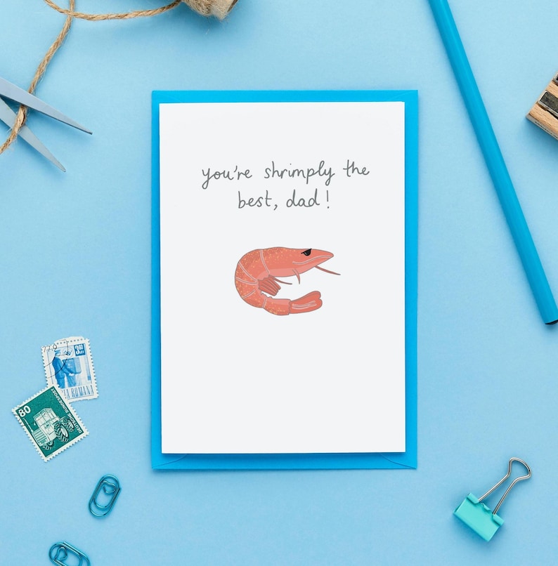 Funny Father’s Day Card | Shrimply the Best Dad Card | Prawn Pun Card ...