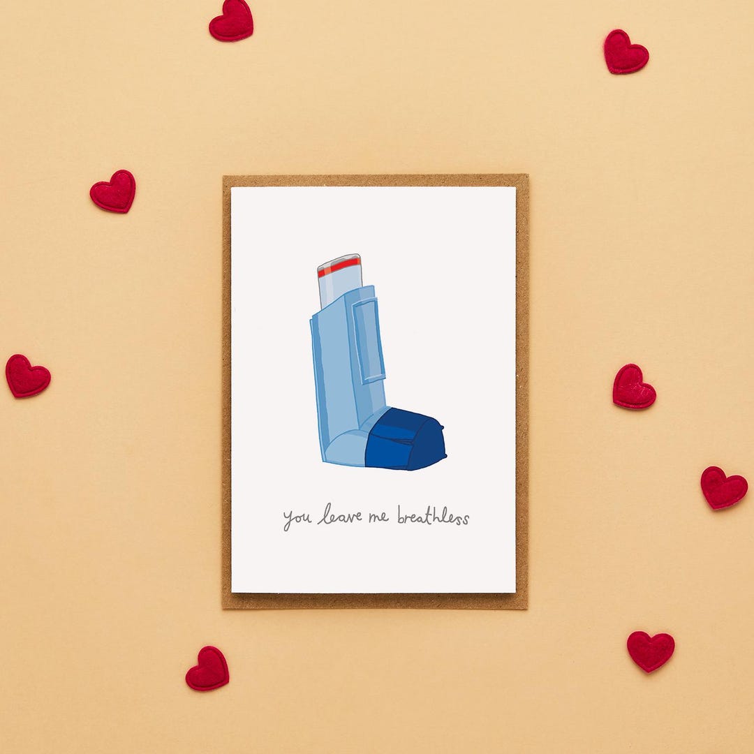 Asthma Funny Valentines Card | Inhaler Love Card | Funny Love Card ...