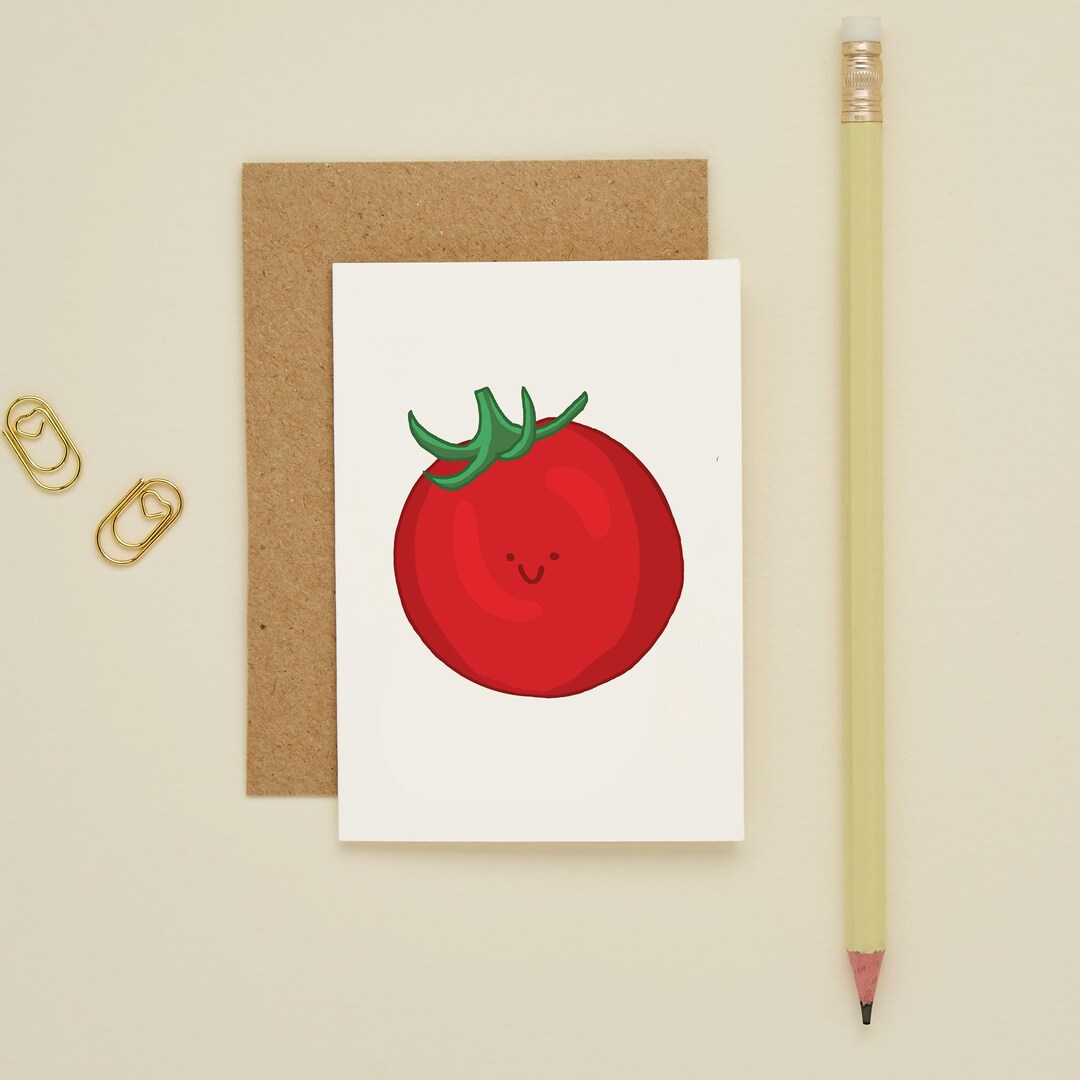 Mini Tomato Greeting Card | Cute Food Mini Card | Funny Small Gift Card ...