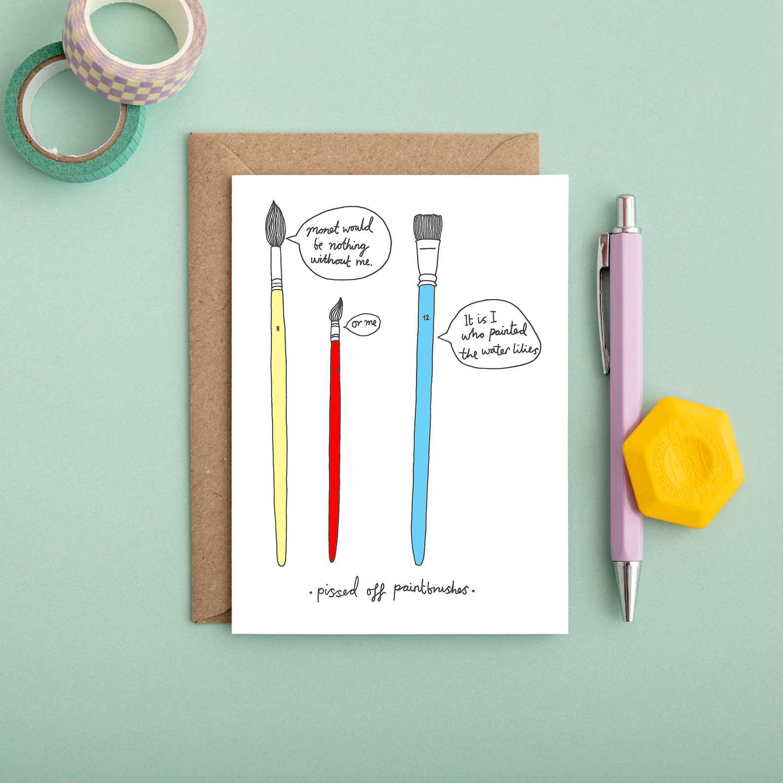 Pissed off Paintbrushes - Hand Drawn Card - Illustrated Cards - Funny ...