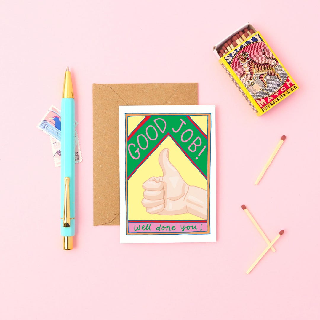 Well Done Card | Thumbs up Design | Congratulations or Achievement Card ...