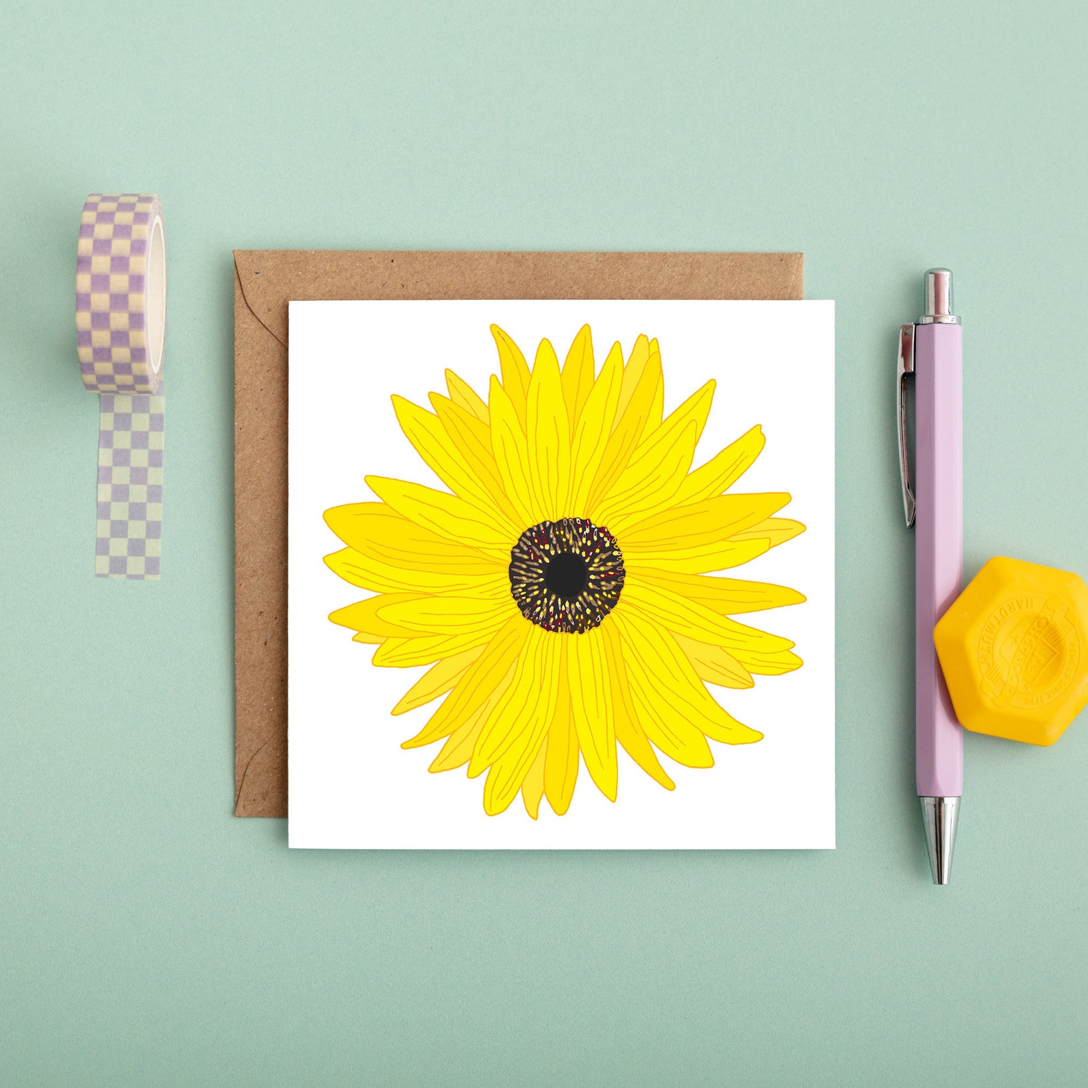 Hand Drawn Cards Illustrated Cards Flower Card Sunflower - Etsy