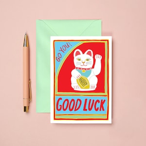 Chinese Cat Good Luck Card | Lucky Cat Greeting Card | Maneki Neko Card ...