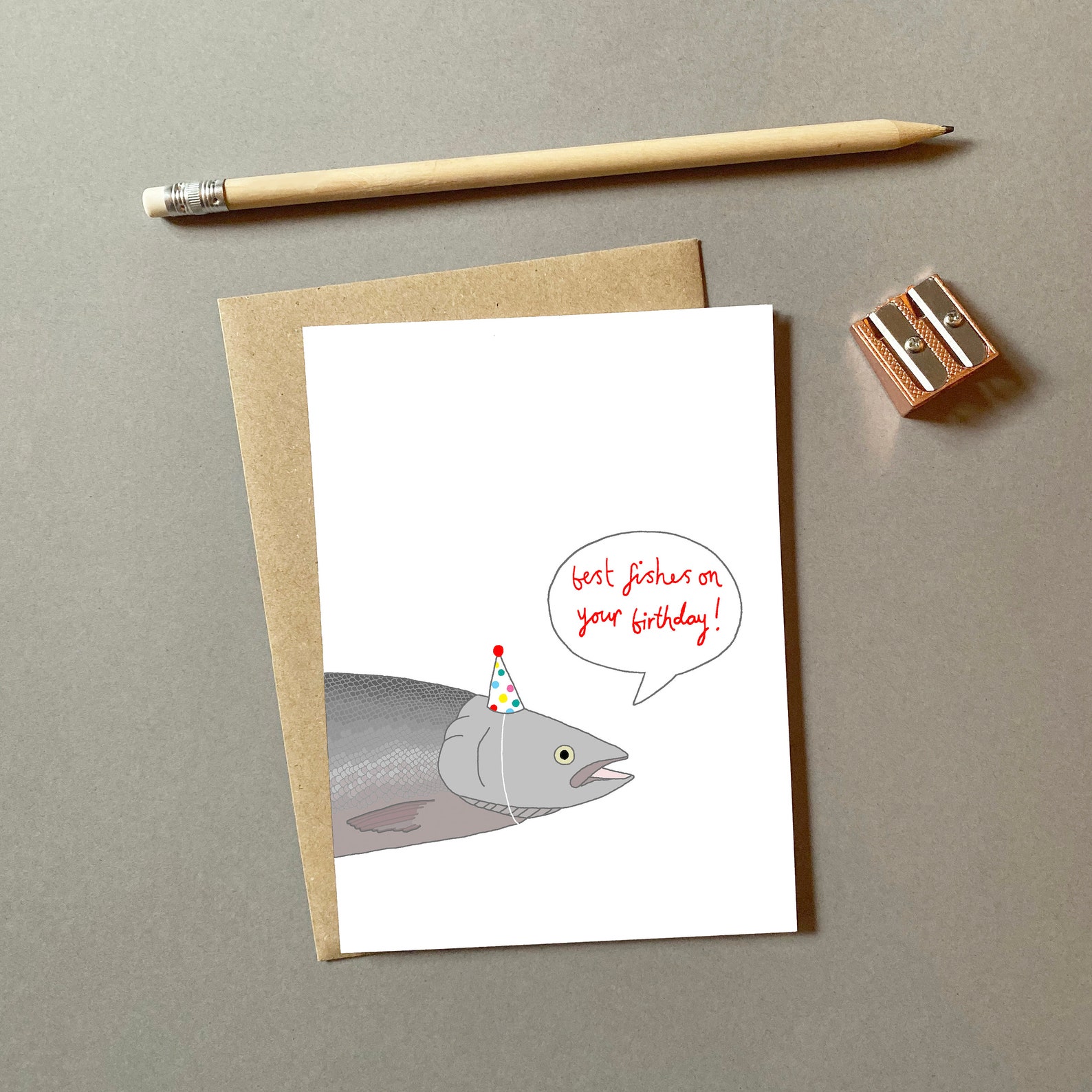 BIRTHDAY CARD Illustrated Hand Drawn Card Fish Best - Etsy UK