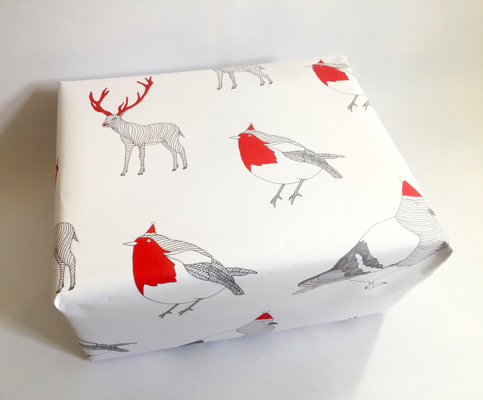 Reindeer Christmas Wrapping Paper Pigeon Robin Xmas - Etsy