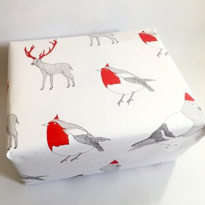 Reindeer Christmas Wrapping Paper Pigeon Robin Xmas - Etsy