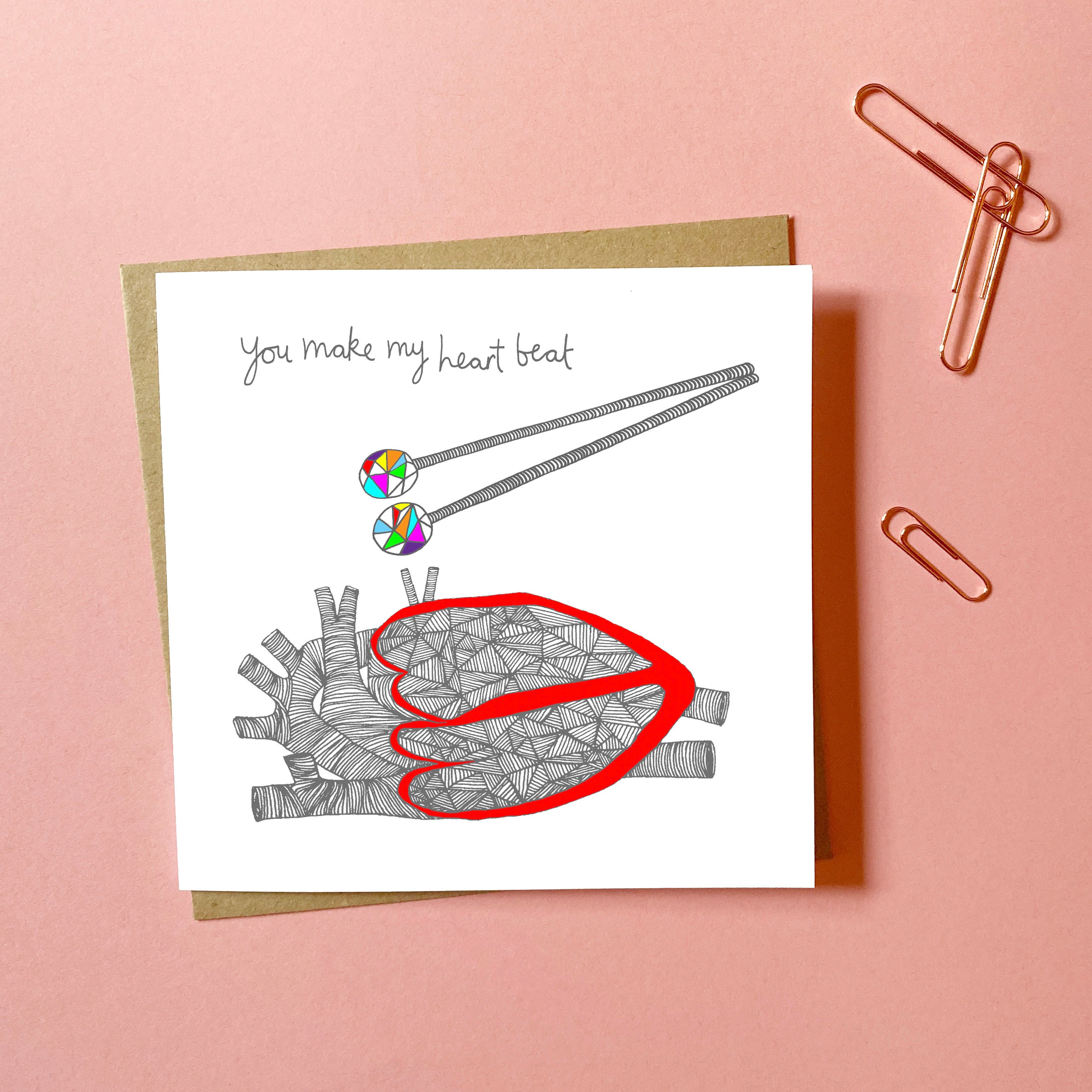 You Make My HEART BEAT. Illustrated Cards // Valentines Card | Etsy