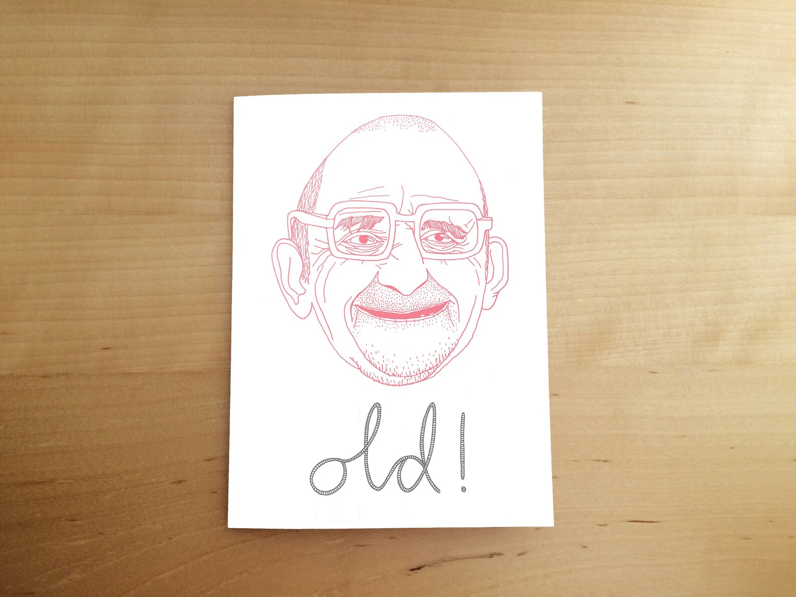 OLD BIRTHDAY CARD Illustrated Hand Drawn Card Funny Card | Etsy