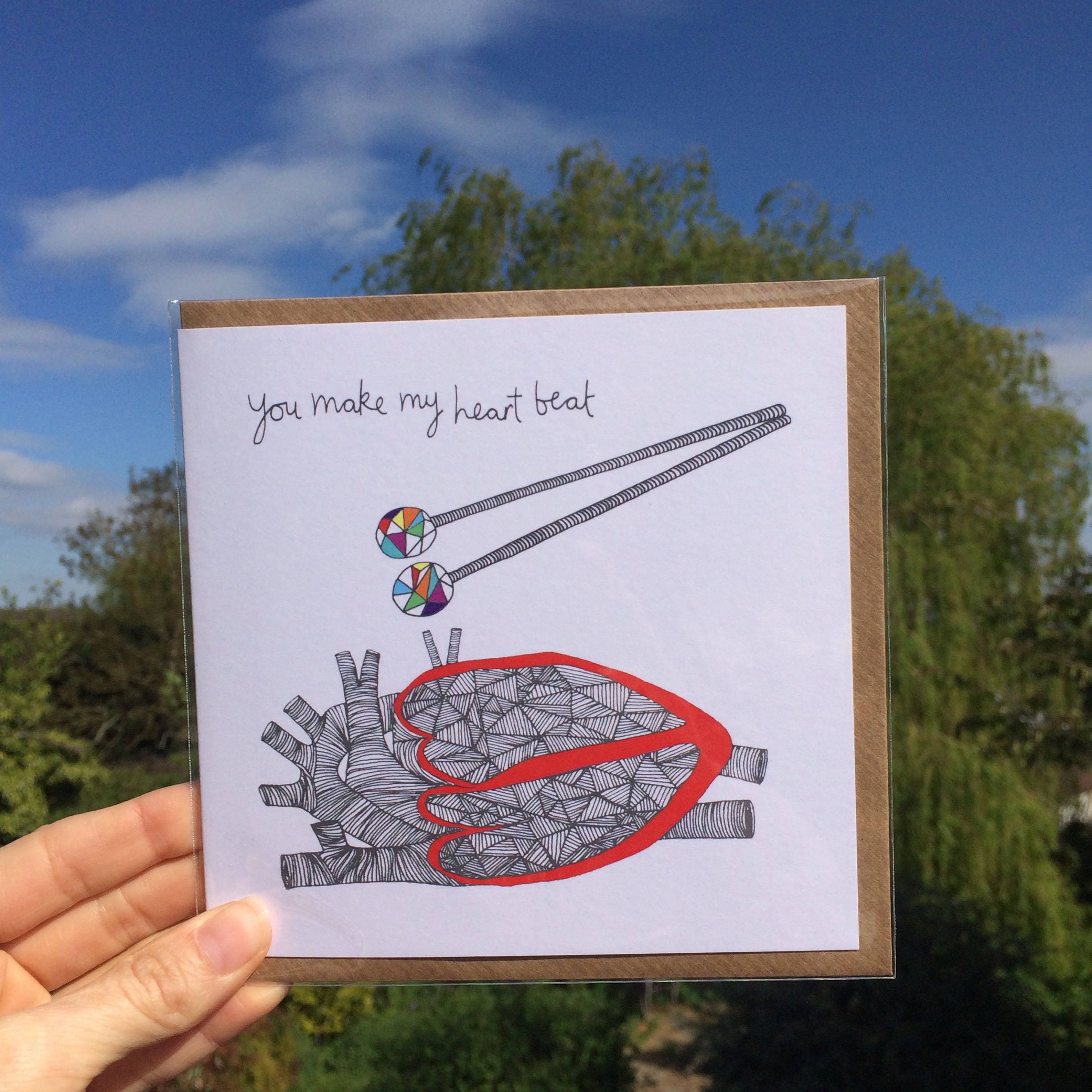 You Make My HEART BEAT. Illustrated Cards // Valentines Card | Etsy