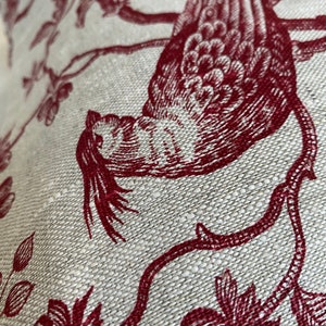French Country Pillow Cover, Vintage Linen Bedding, Bordeaux Red Toile ...