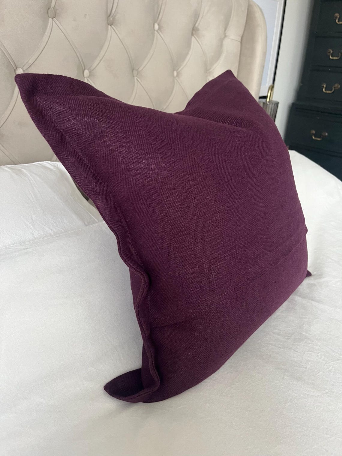 Dark Purple Linen Pillow Cover, Living Room Decor, Large Scatter ...