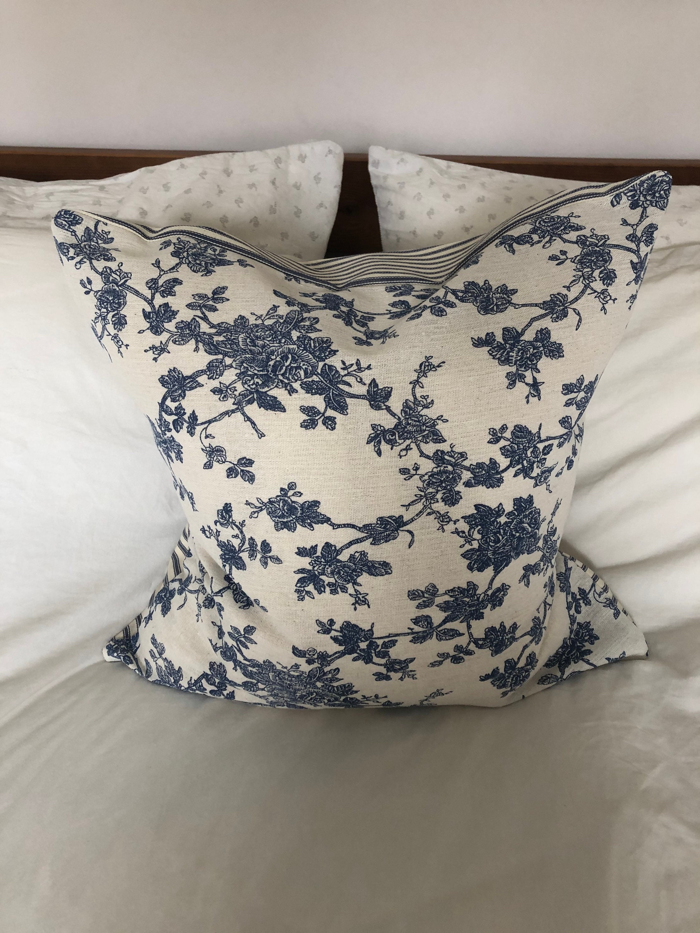 Vintage Decor French Vintage Pillow Cover Blue Floral - Etsy UK