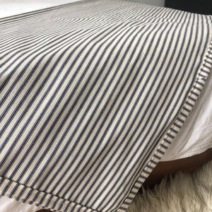 Navy Blue Throw Blanket - French Farmhouse Ticking Stripe - Vintage ...