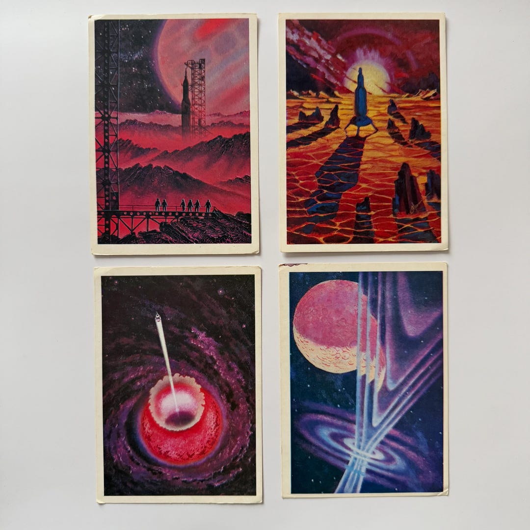 Soviet Cosmos Postcard Set, Space Rocket, Universe, Mercury, Planets ...