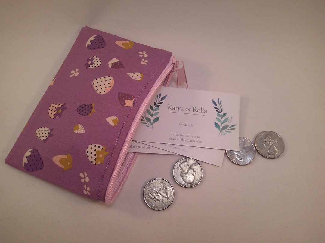 Berry Coin Purse Change Pouch Berries Strawberry Strawberries Purple ...