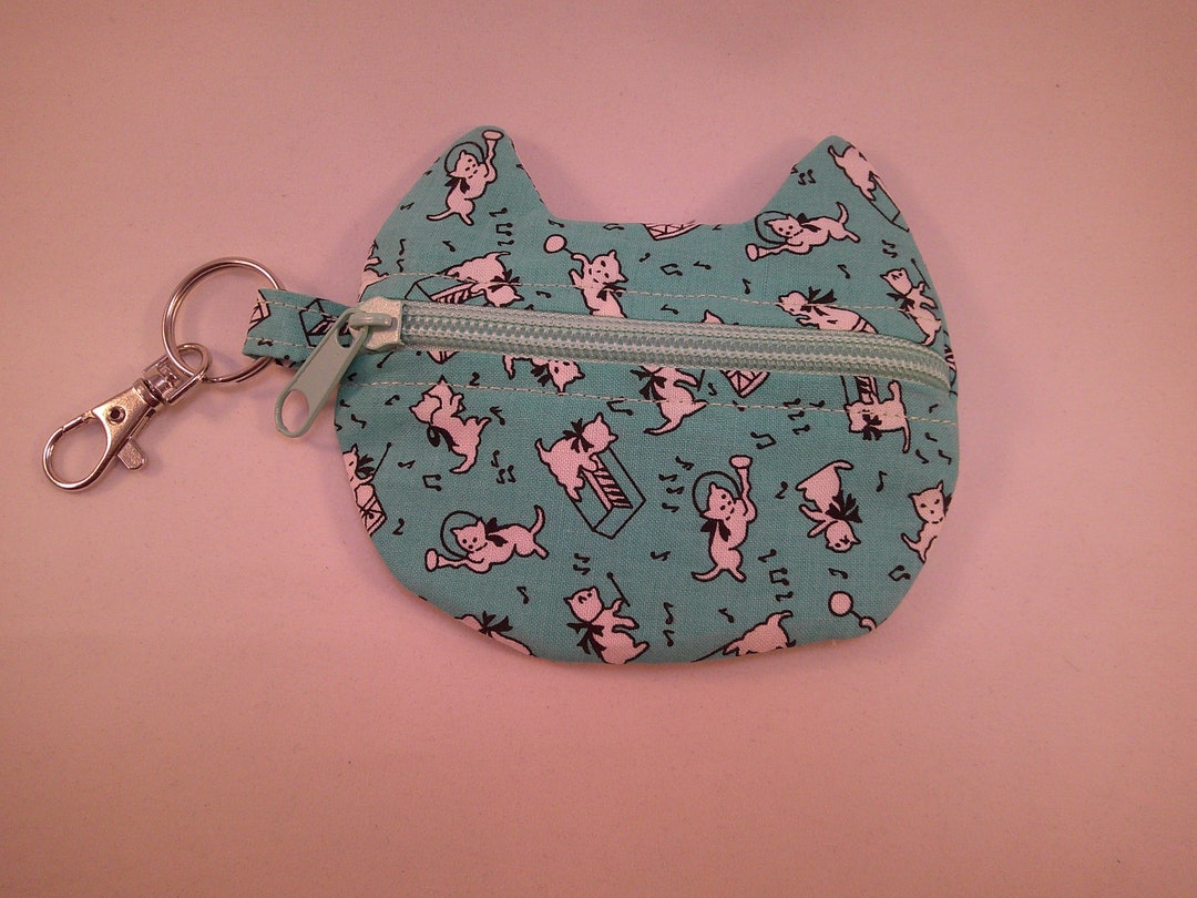 Cat Coin Purse Change Pouch Cat Head Shaped With Keychain Musical Cats ...