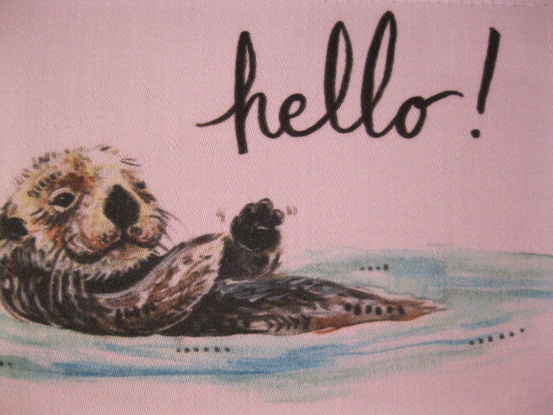 4 Hello Otter Fabric Note Cards FREE SHIPPING Set Sea Spoonflower ...