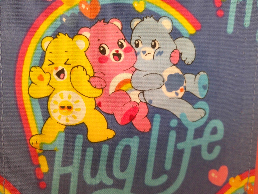 4 Care Bear Hug Life Fabric Note Cards FREE SHIPPING Set Carebear ...