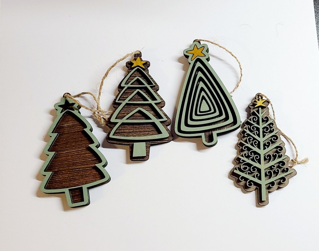 Custom Wood Tree Ornaments Layered Christmas Tree Ornaments Christmas ...