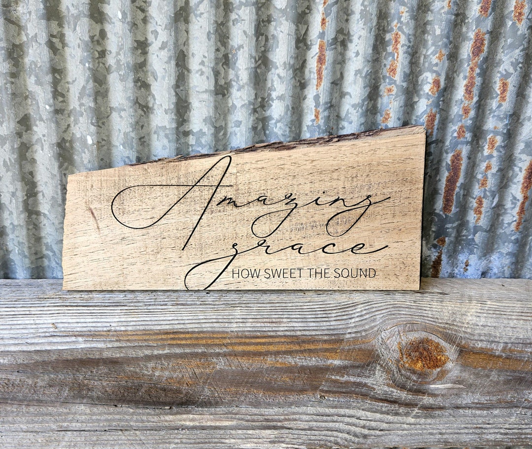 Amazing Grace Live Edge Wood Sign | Reclaimed Pecan Hymn Decor | Rustic ...