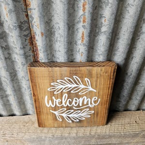 Welcome Wood Sign Rustic Wood Sign Small Welcome Sign Mini Wood Block ...
