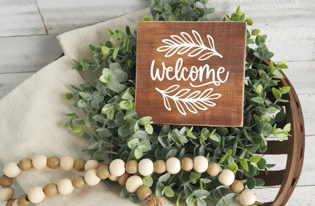 Welcome Wood Sign Rustic Wood Sign Small Welcome Sign Mini Wood Block ...