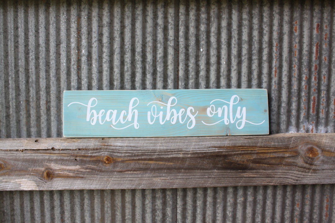 Beach Vibes Only Rustic Reclaimed Wood Sign | Coastal Decor | Beachy ...