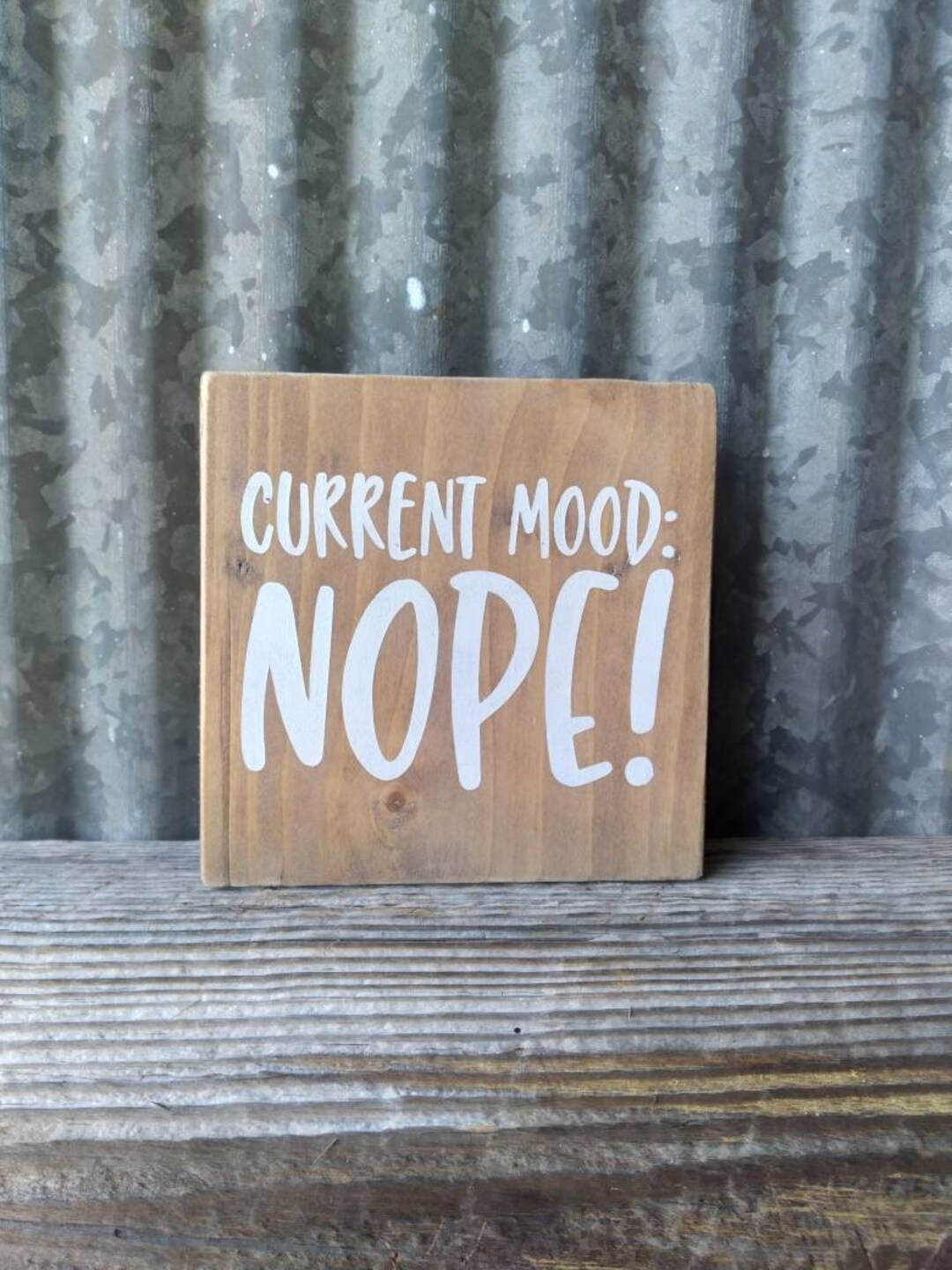 Funny Mini Mood Sign | Rustic Mini Sign for Real Life | Handmade Office ...