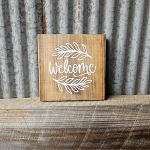 Welcome Wood Sign Rustic Wood Sign Small Welcome Sign Mini Wood Block ...