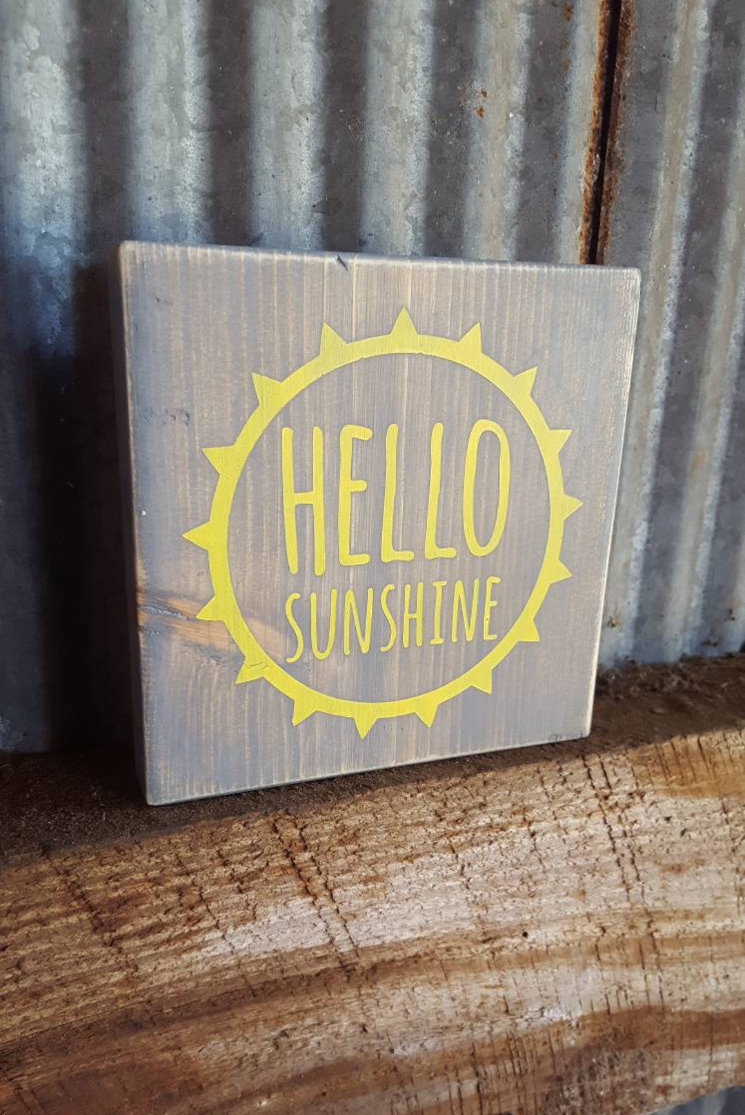 Hello Sunshine Reclaimed Wood Sign: Rustic Nursery Decor - Etsy