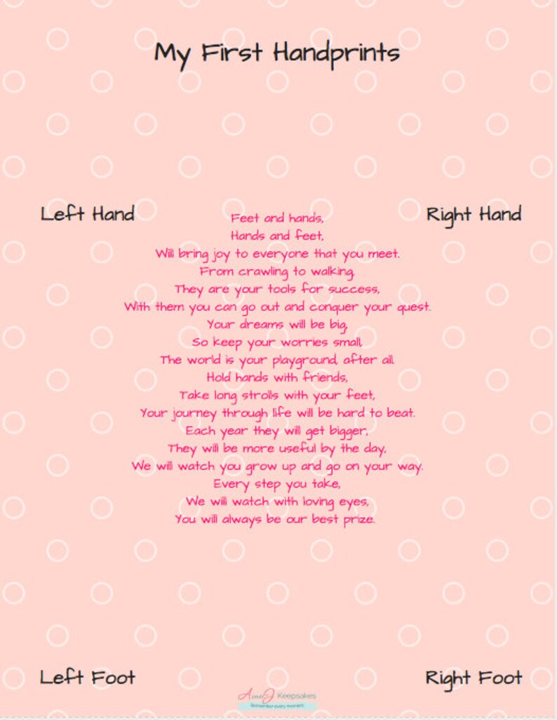 Printable Girl Hands and Feet Keepsake Poem - Etsy Australia
