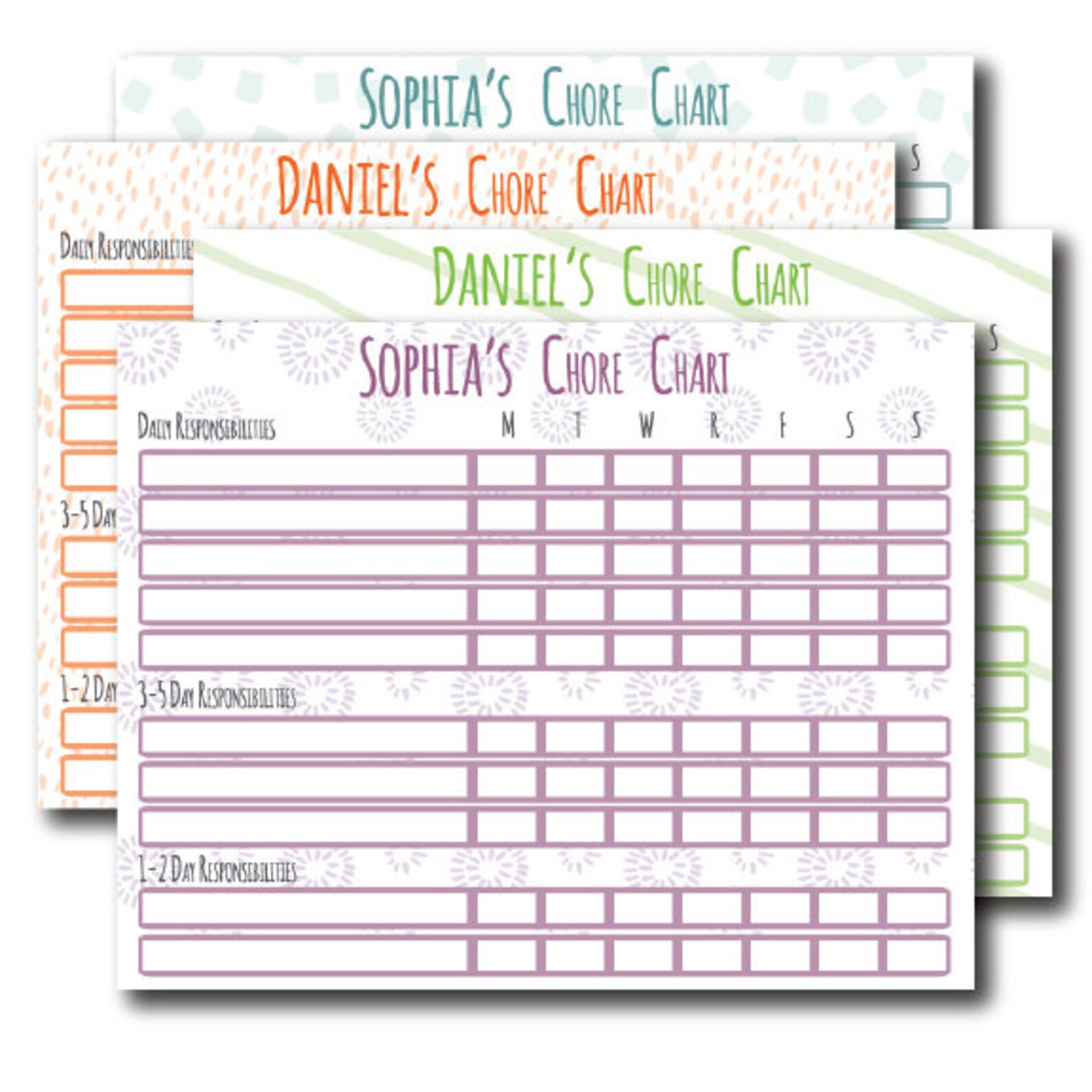 Chore Chart, Reward Chart, Editable PDF, Printable, Instant Download ...
