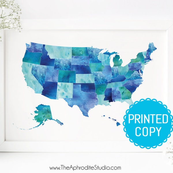 Watercolor Map of Us - Etsy