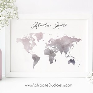 Adventure Awaits World Map Print - Neutral World Map Print - Adventure ...