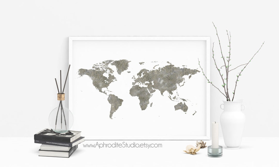 World Map Print (24x36") - World Printable Poster - Travel Decor - Gift ...