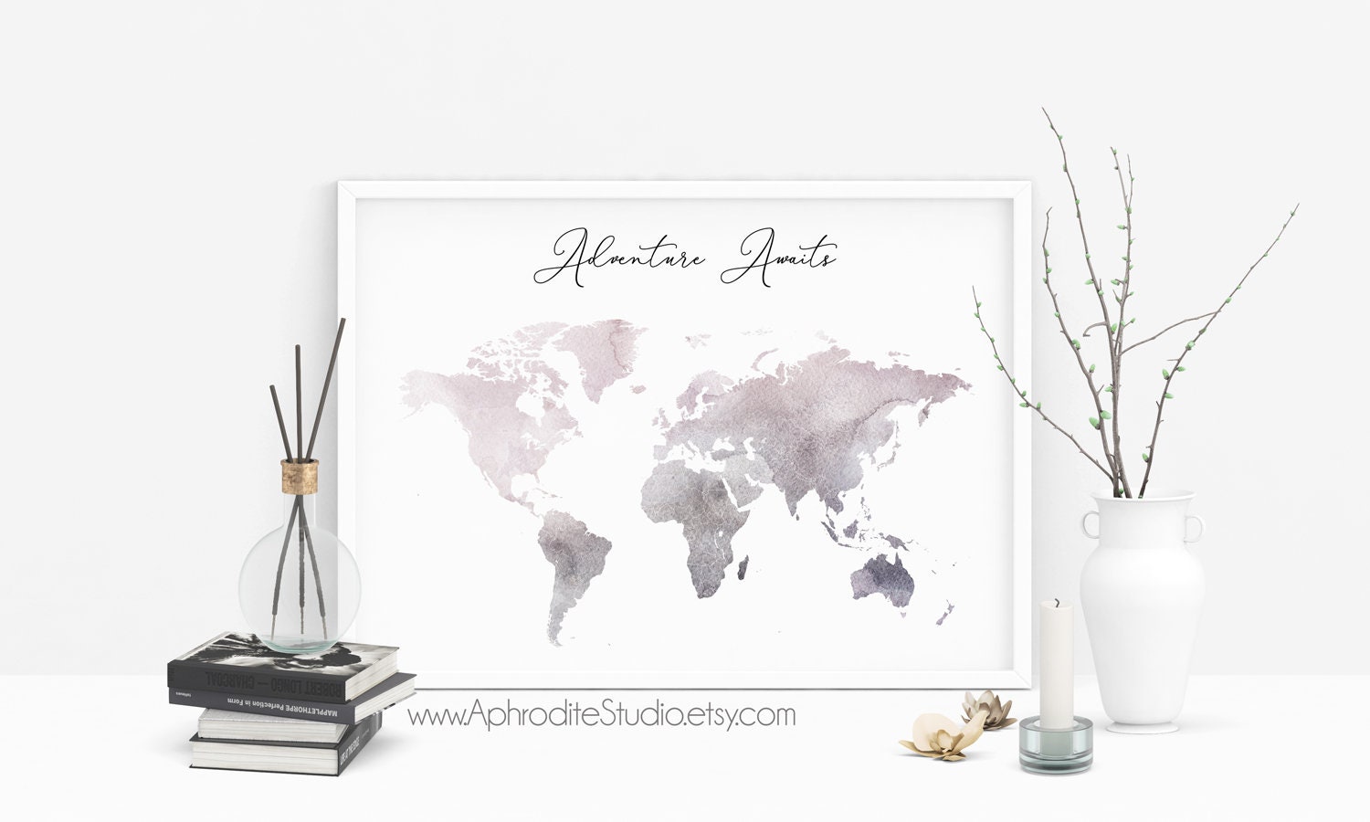 Adventure Awaits World Map Print - Neutral World Map Print - Adventure ...