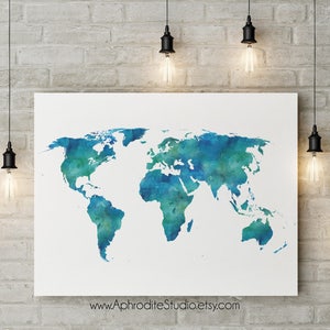 World Map Print (24x36") - World Printable Poster - Travel Decor - Gift ...