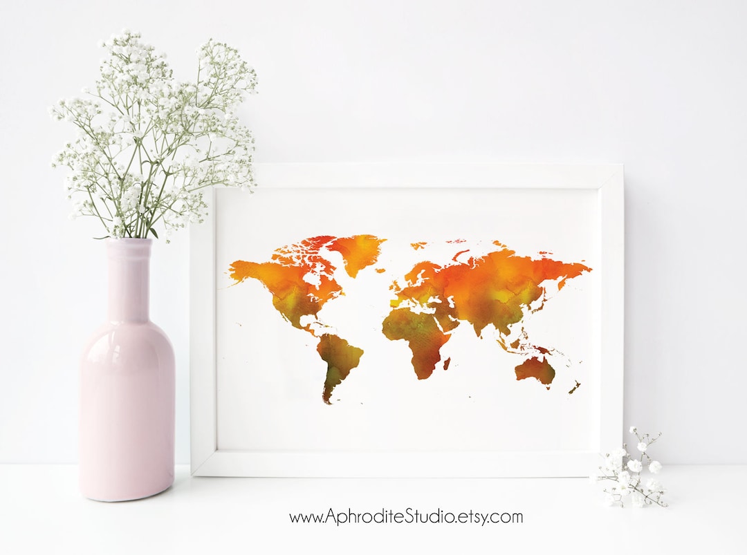 World Map Print (24x36") - World Printable Poster - Travel Decor - Gift ...