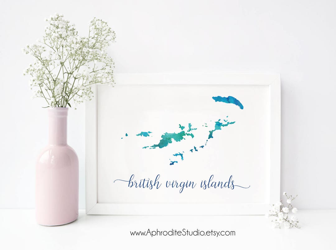 British Virgin Islands Digital Print - BVI Watercolor Poster - Travel ...