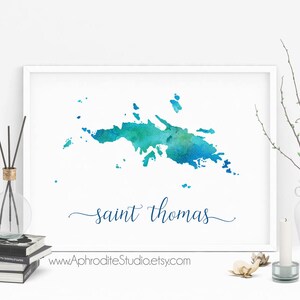 Saint Thomas Digital Print - St Thomas Watercolor Poster - Travel Decor ...