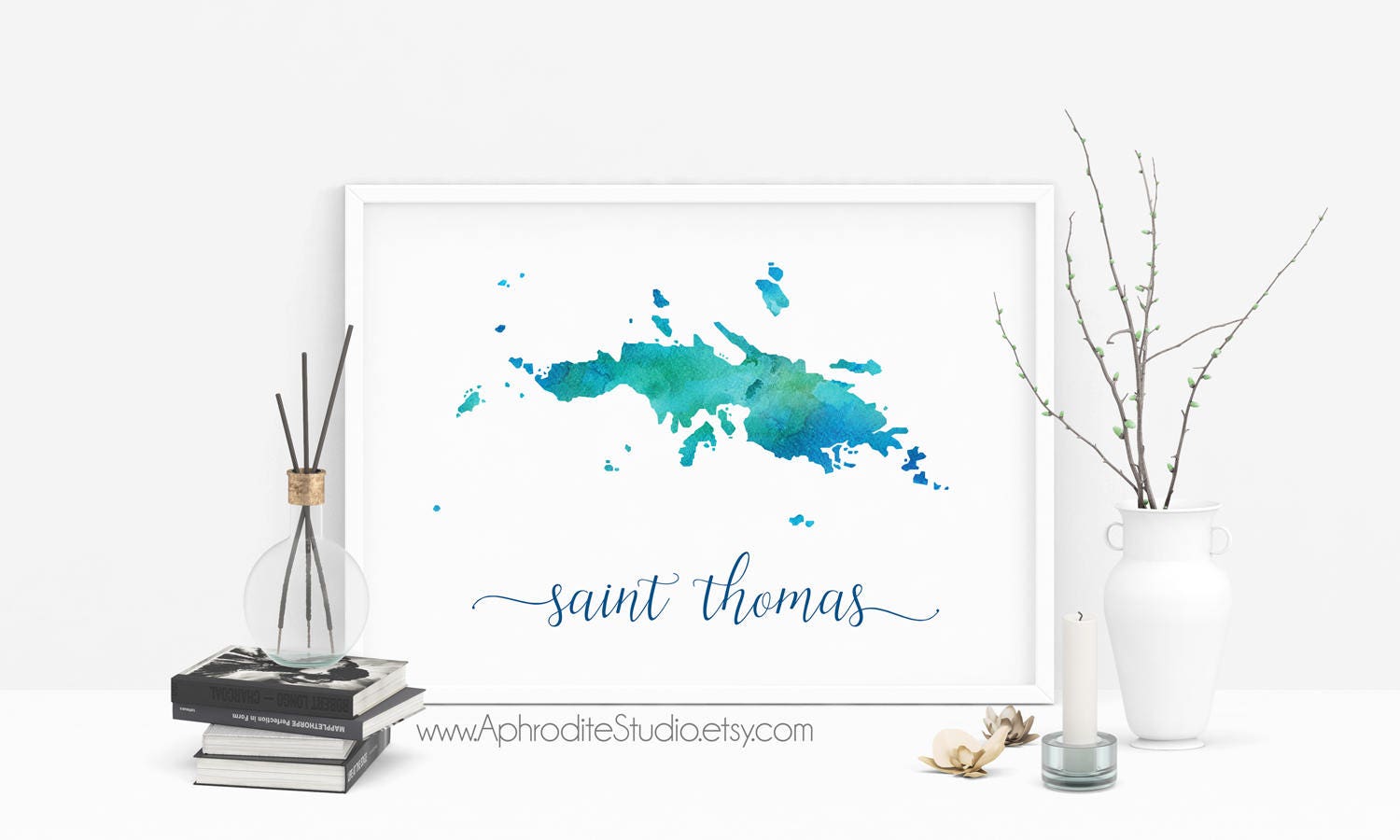 Saint Thomas Digital Print - St Thomas Watercolor Poster - Travel Decor ...