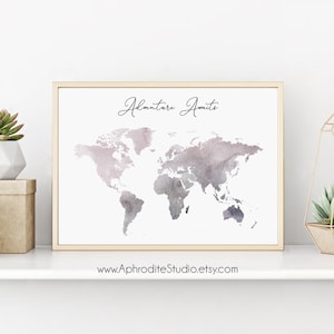 Adventure Awaits World Map Print - Neutral World Map Print - Adventure ...