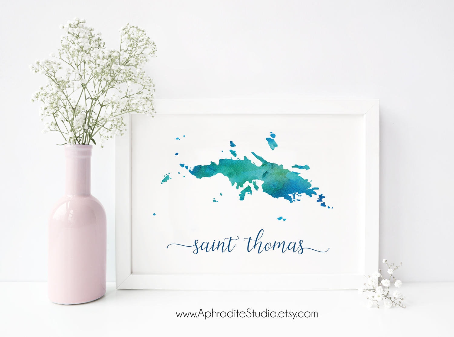 Saint Thomas Digital Print - St Thomas Watercolor Poster - Travel Decor ...