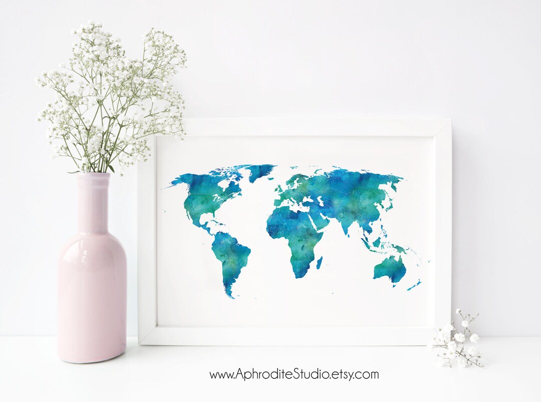 World Map Print (24x36") - World Printable Poster - Travel Decor - Gift ...