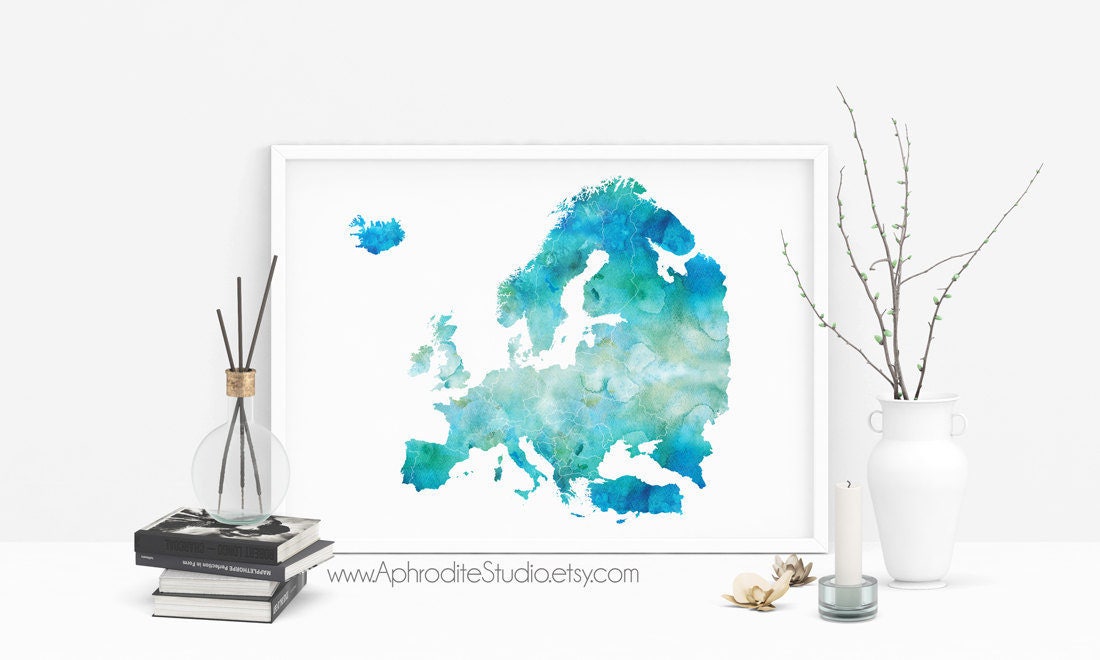Europe Map Print 34x44 Europe Printable Poster - Etsy