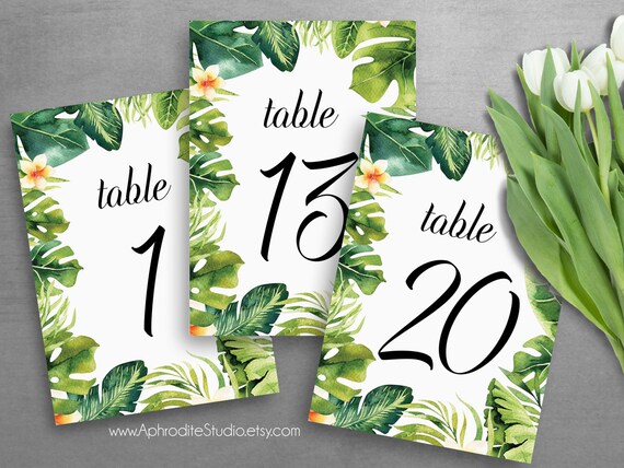 Beach table numbers wedding Tropical table numbers | Etsy